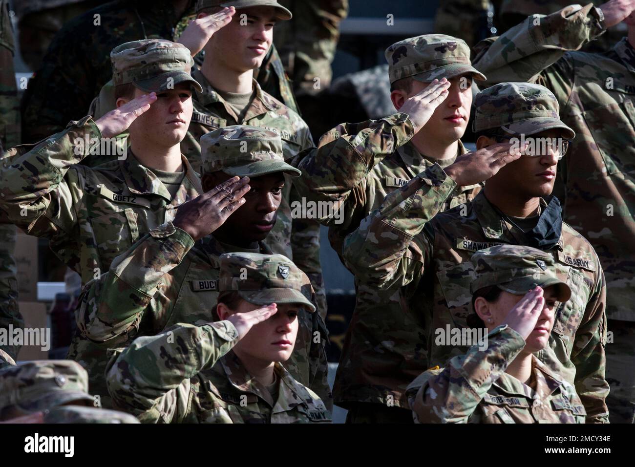 HOLD FOR STORY Cadets during the National Anthem prior to the NCAA ...