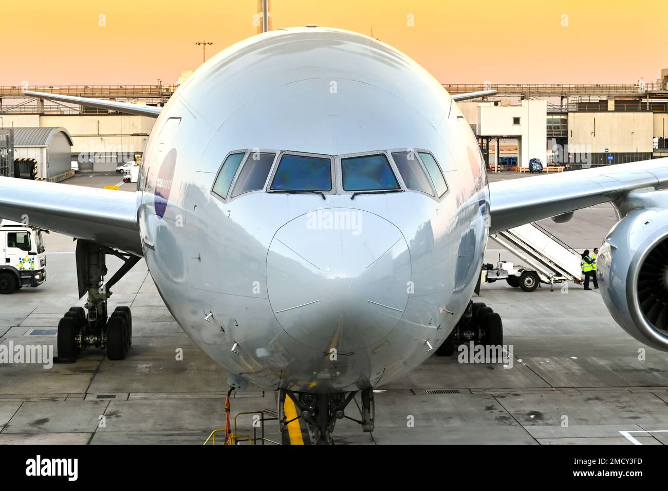 London, England - August 2022: Close up front view of the nose of a ...