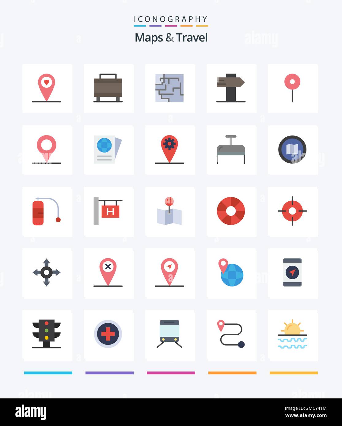 Creative Maps & Travel 25 Flat icon pack Such As passport. pin. guide ...