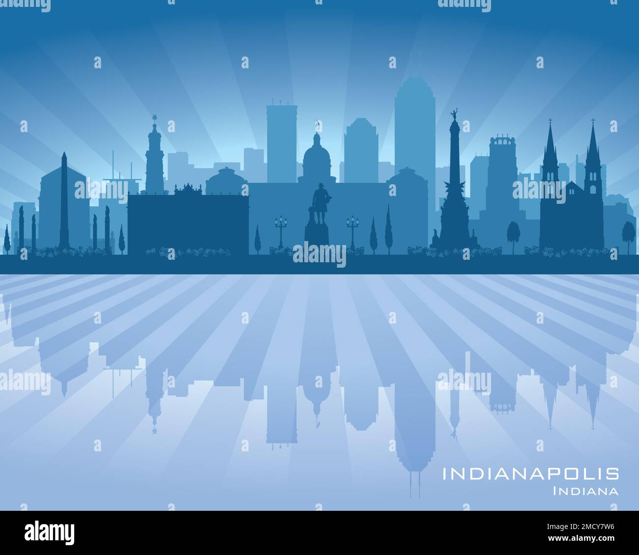 Indianapolis Indiana city skyline vector silhouette illustration Stock ...
