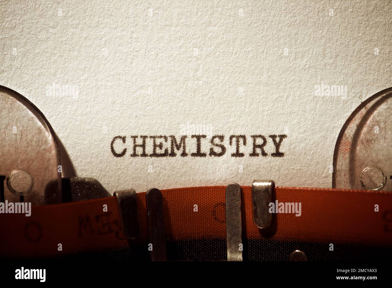 Chemistry word written with a typewriter Stock Photo - Alamy