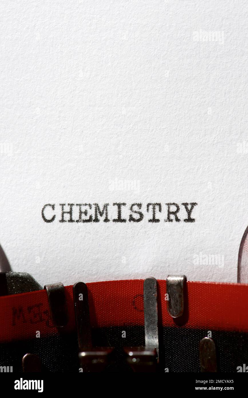 Chemistry word written with a typewriter Stock Photo - Alamy