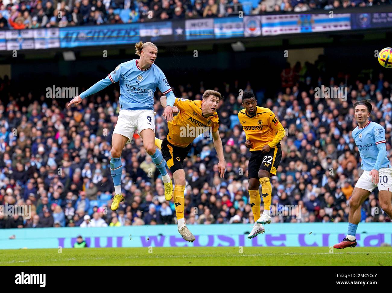 Manchester City's Erling Haaland scores their side's first goal of the ...