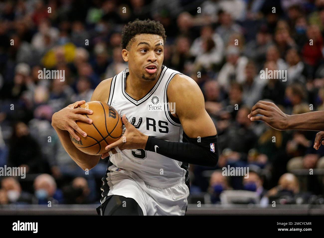 San Antonio Spurs forward Keldon Johnson drives during an NBA ...