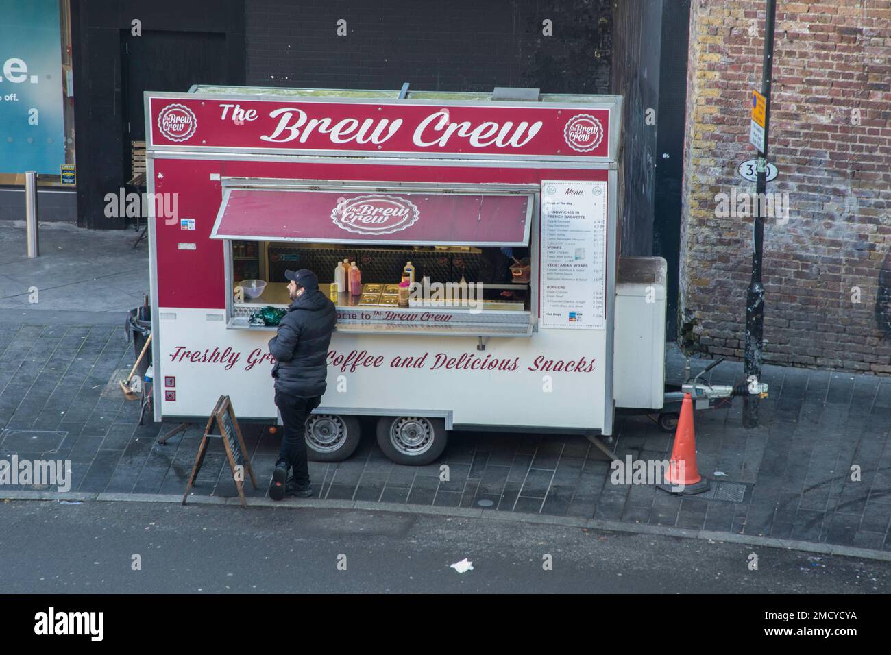 The Brew Crew Street seller mobile van cafe Brixton London Stock Photo ...