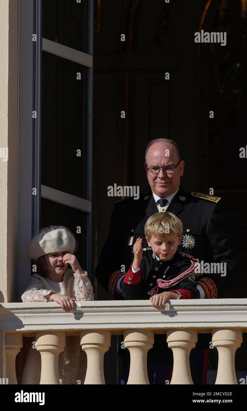 Prince Albert II of Monaco appears with his children Prince Jacques and ...
