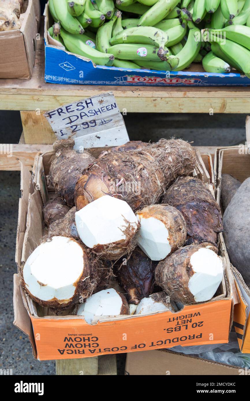 Fresh Dasheen in Brixton market Stock Photo - Alamy