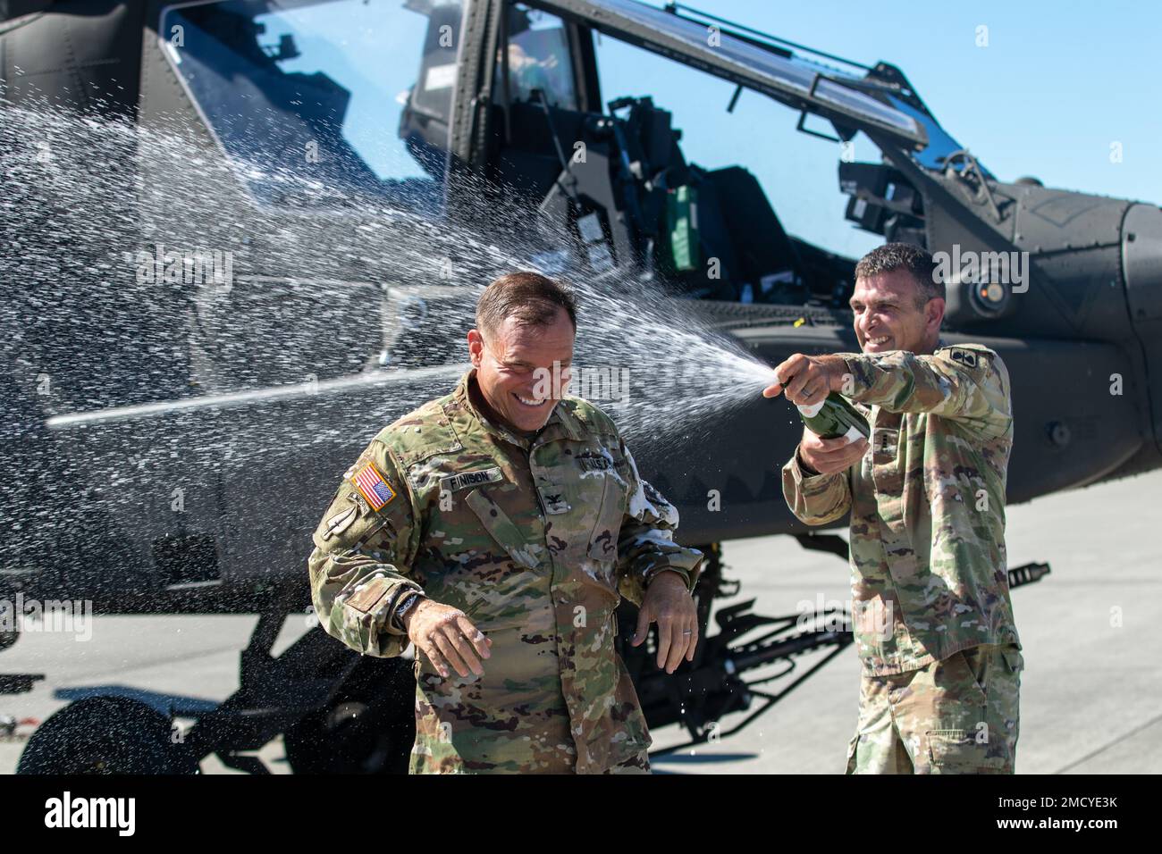 Col. Shane Finison, commander of the 16th Combat Aviation Brigade, gets ...