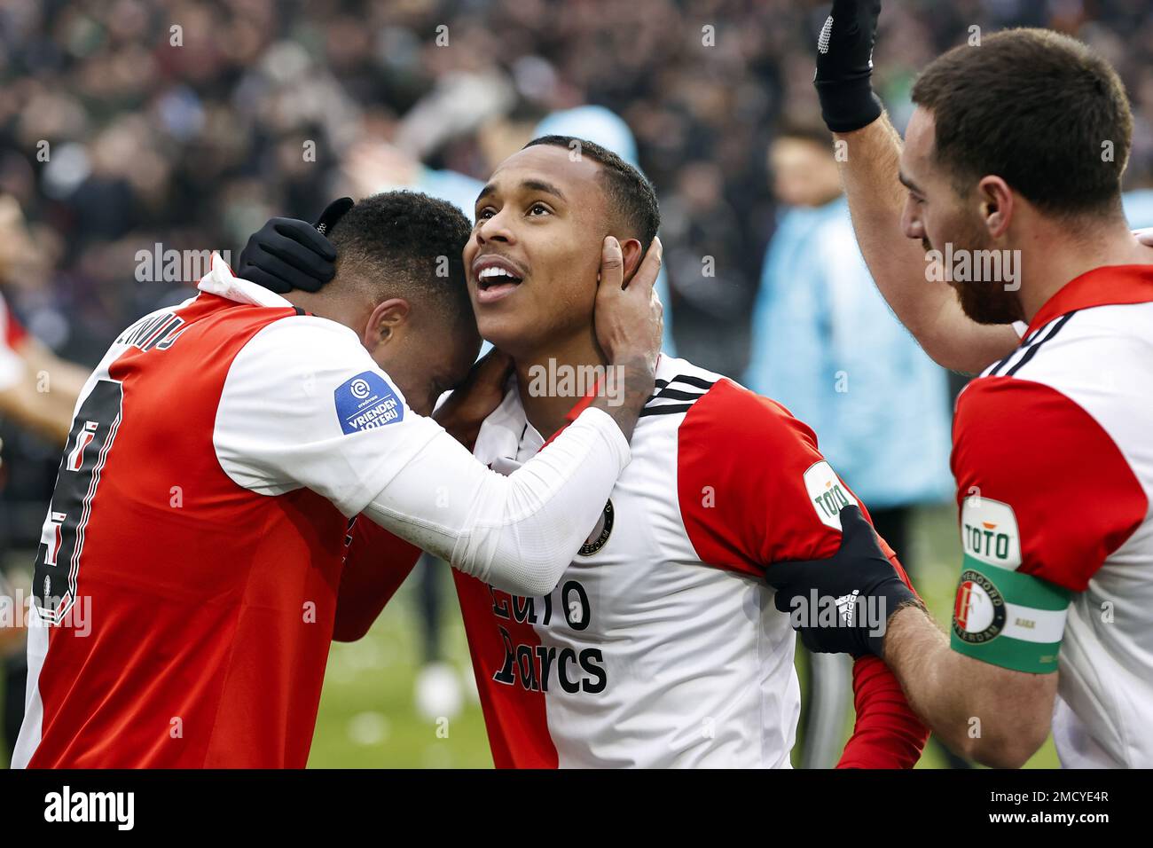 ROTTERDAM - (LR) Danilo of Feyenoord, Igor Paixao of Feyenoord, Orkun Kokcu of Feyenoord ...