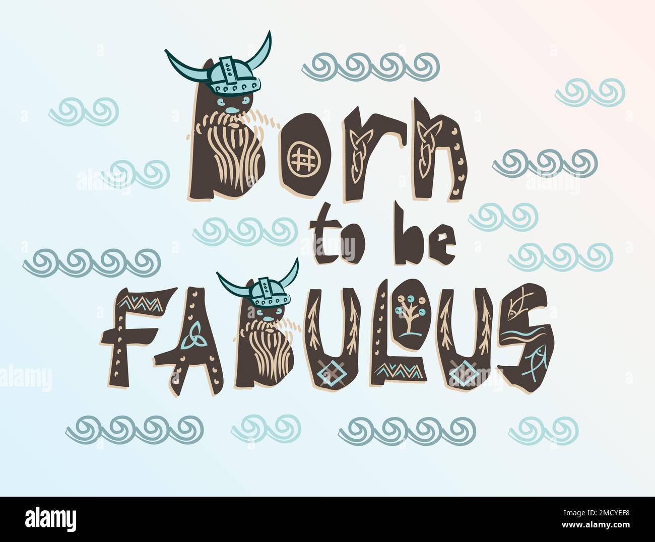 Typography children viking theme slogan or poster on white background ...