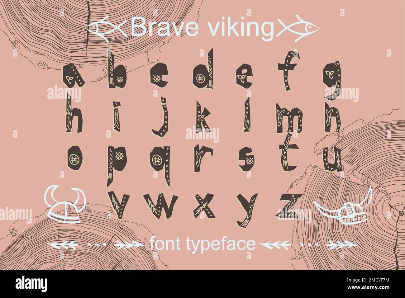 Modern color alphabet in paper cut style. Typography children viking ...