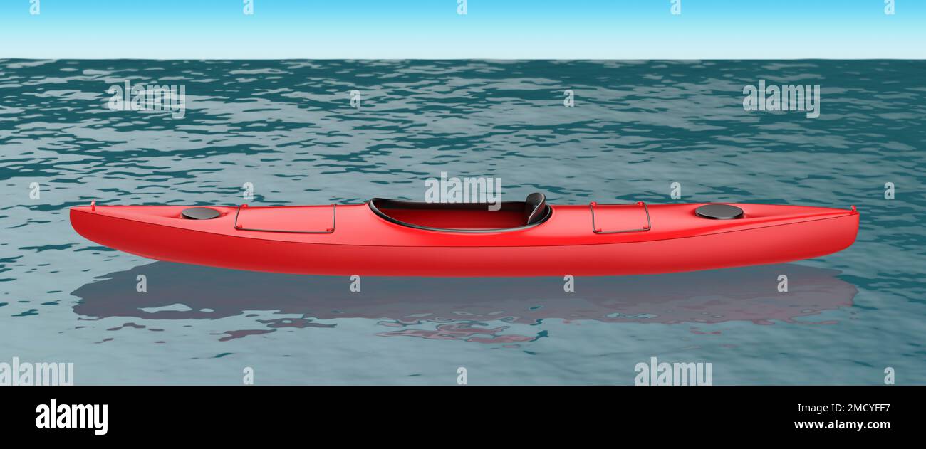Red kayak on water, side view Stock Photo - Alamy