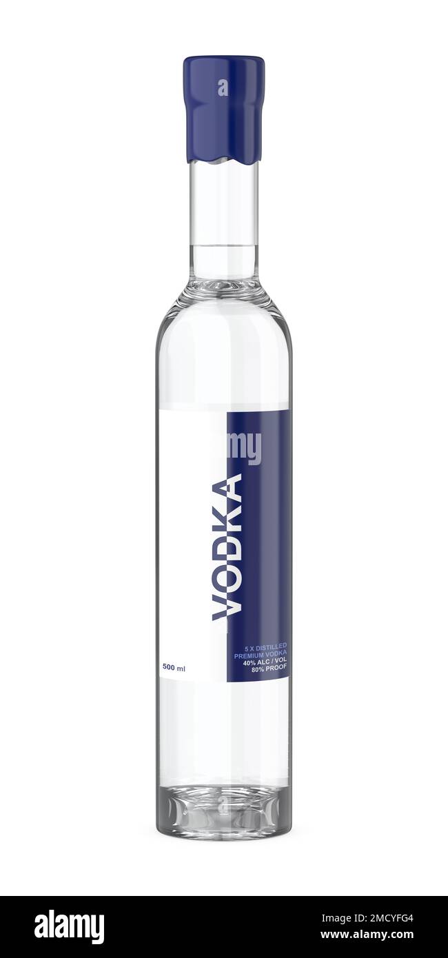 Vodka bottle on white background, front view Stock Photo - Alamy