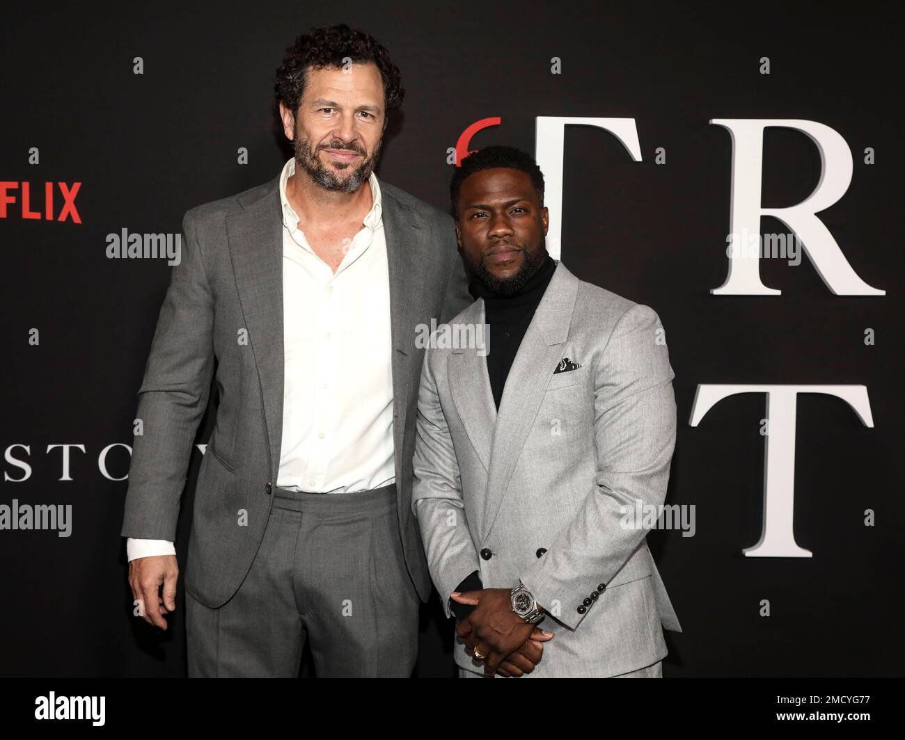 Executive producer Eric Newman, left, and actor Kevin Hart, right ...