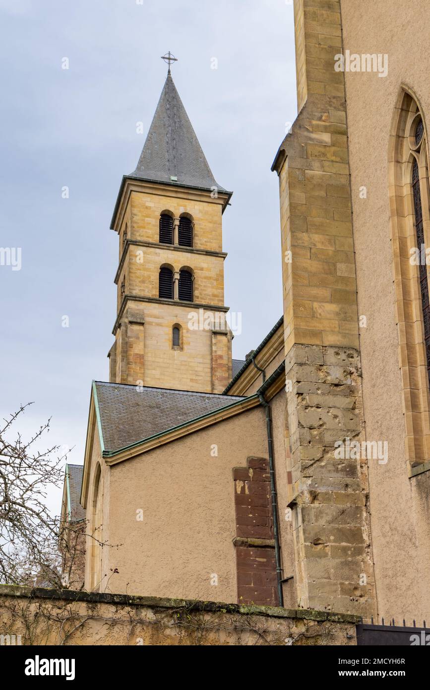Cityscape of Echternach with church Saint Peter and Sain Paul and ...
