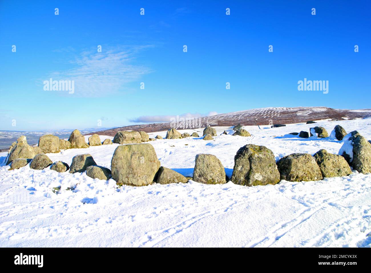 Moel Ty Uchaf Stone Circle in winter, Llandrillo Stock Photo - Alamy