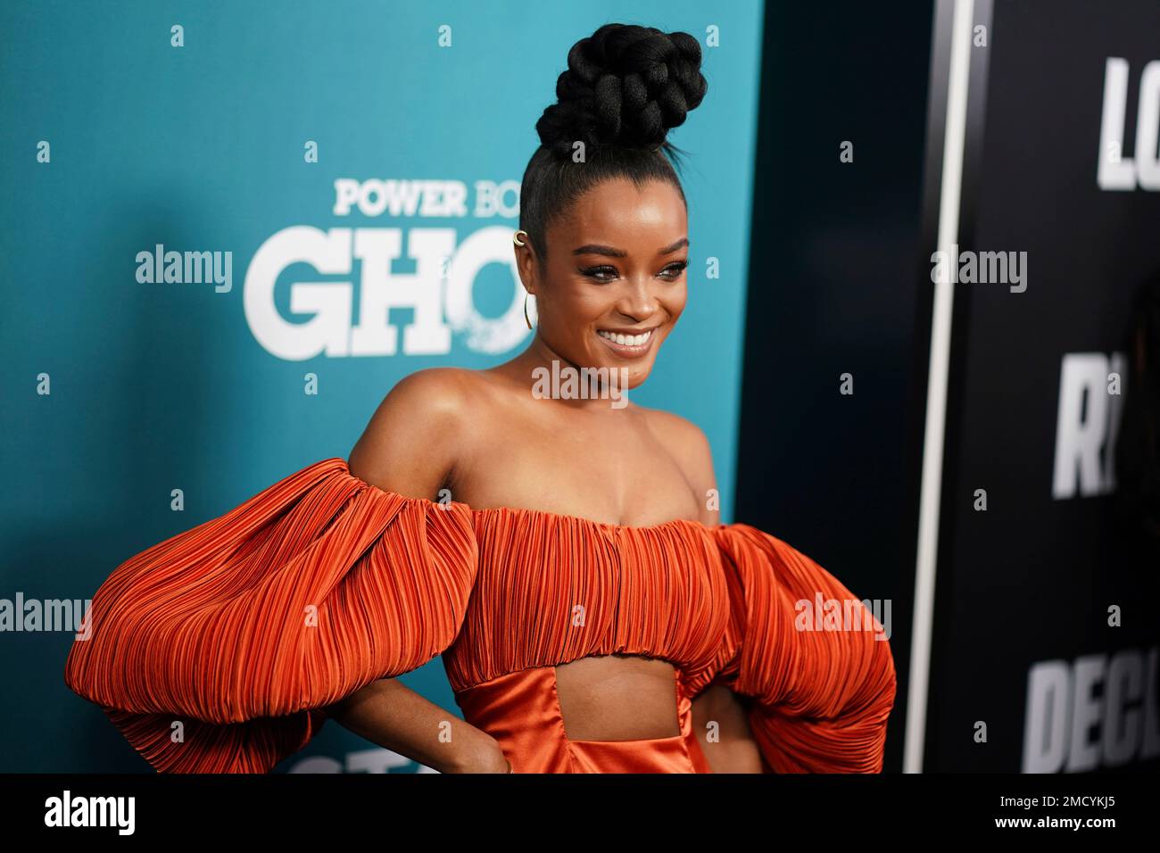 LaToya Tonodeo attends the premiere of the Starz television series ...