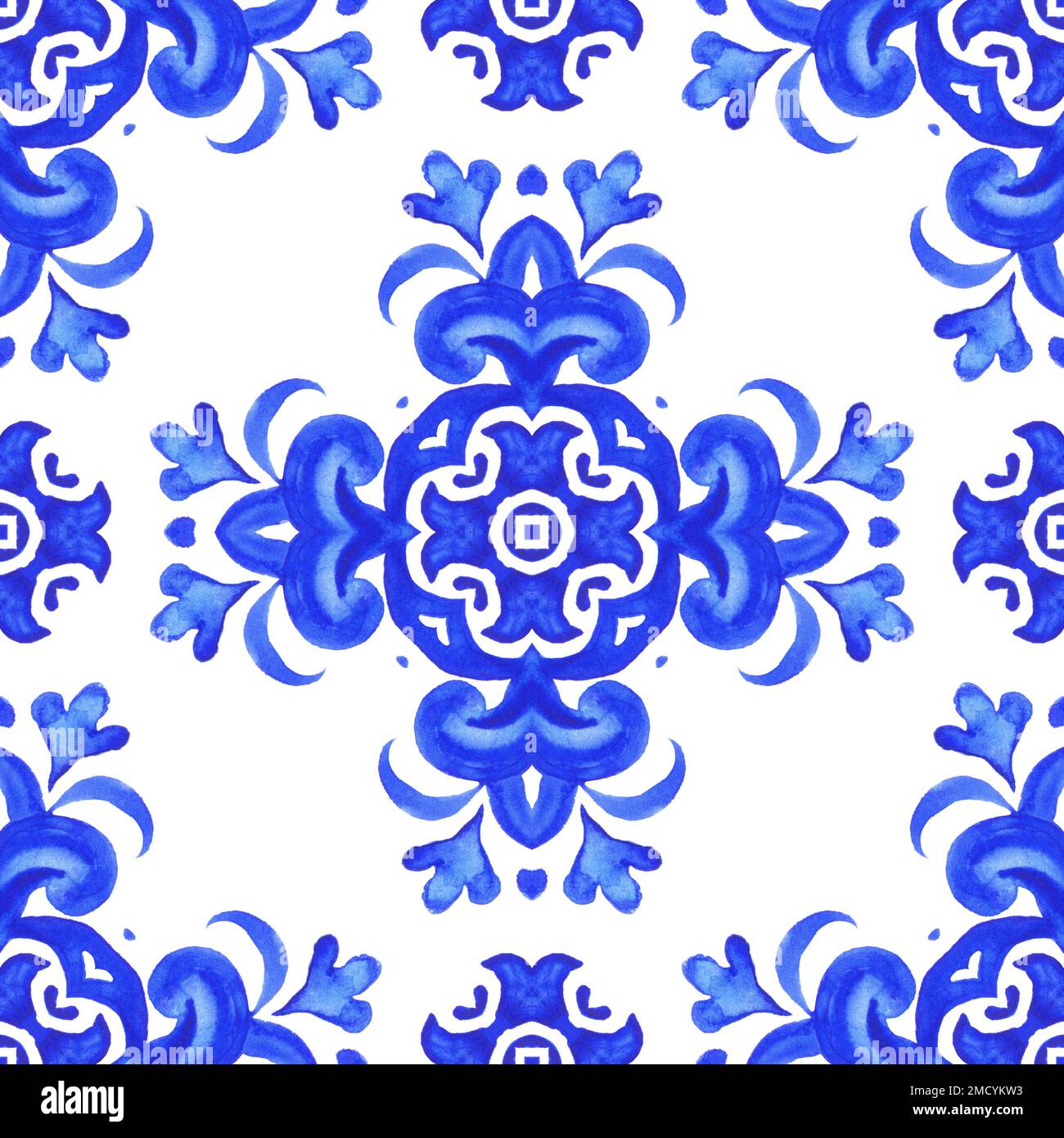 Gorgeous seamless blue watercolor pattern tiles fabric rapport. Cobalt ...