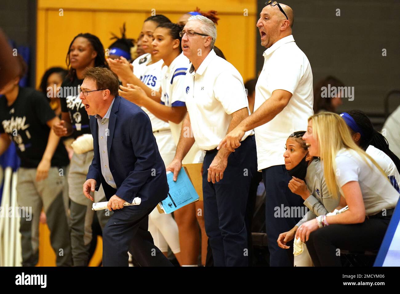 Seton Hall's head coach Anthony Bozzella reacts alongside assistant ...