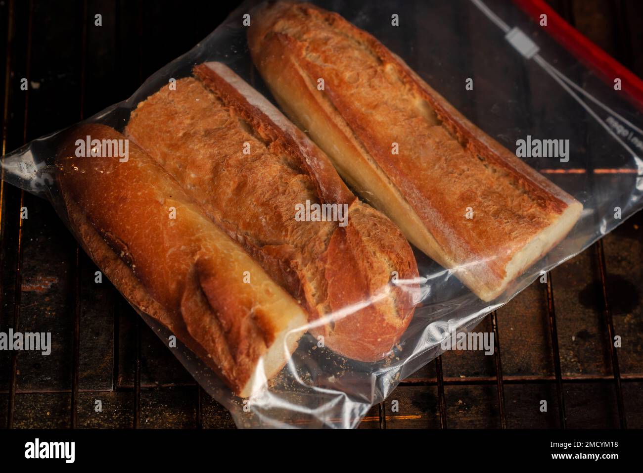 French baguette in a zip bag. Bread storage, freezing Stock Photo - Alamy