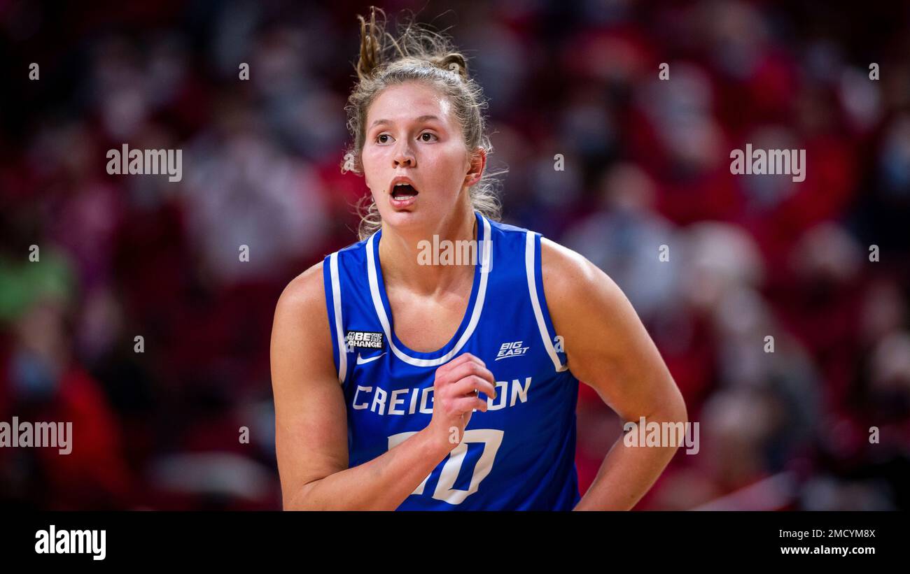 Creighton guard Morgan Maly (30) runs down the court in the second ...