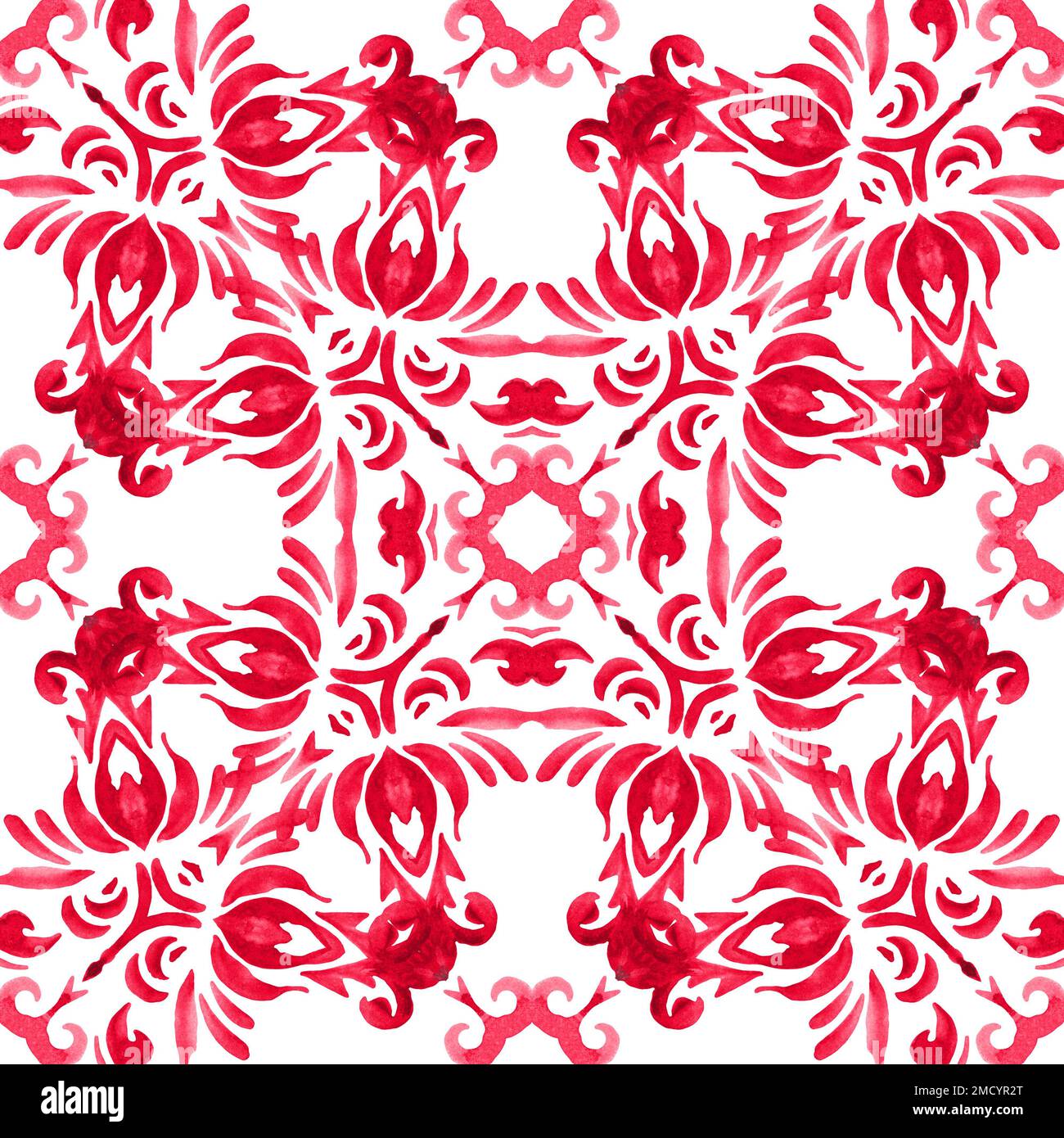 Pink seamless ornamental watercolor arabesque paint tile pattern for ...