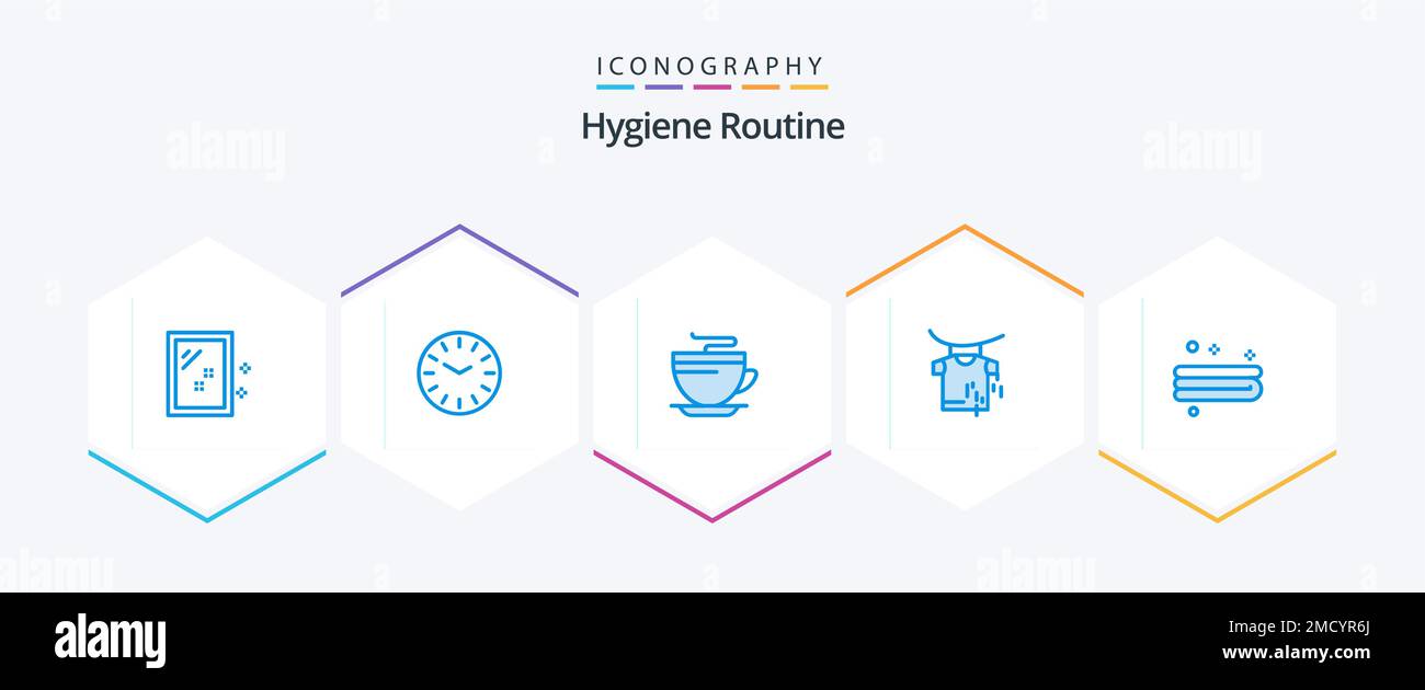 Hygiene Routine 25 Blue icon pack including . cleaning. coffee. clean ...
