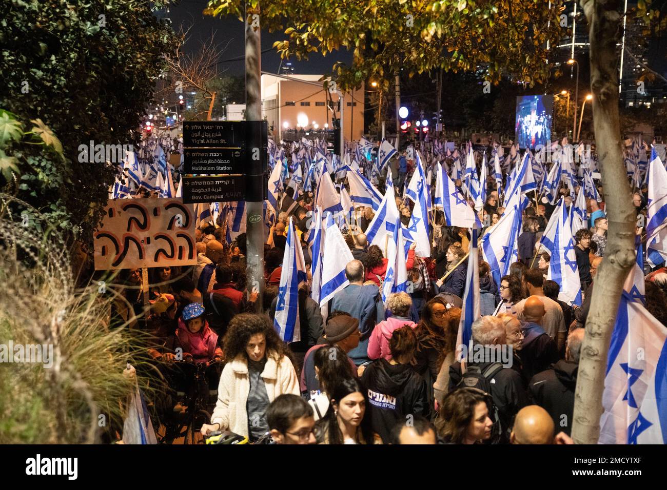 Israel. 21st Jan, 2023. Over 100,000 protestors in front of the ...