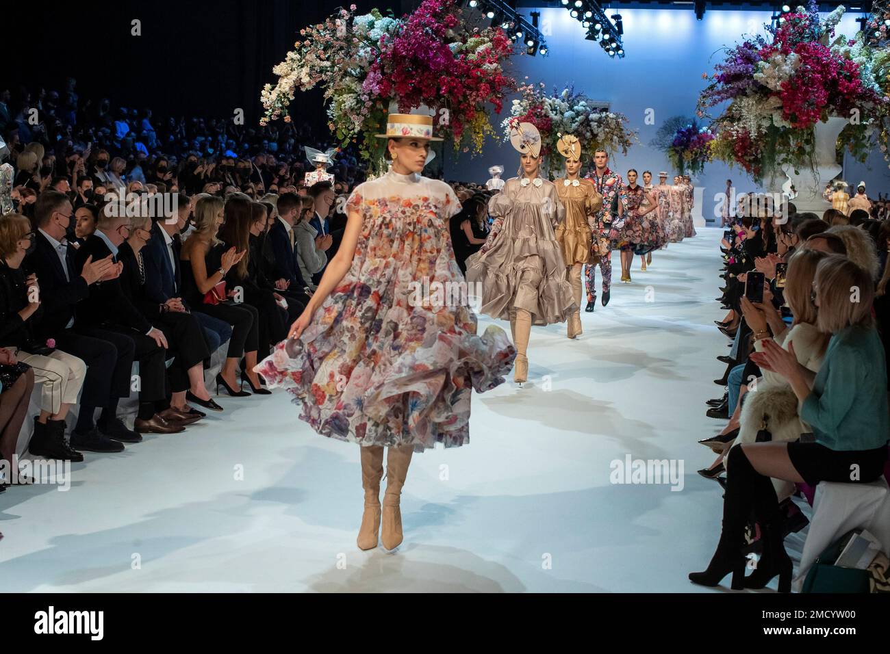 Models present creations from the Lithuanian designer Juozas ...