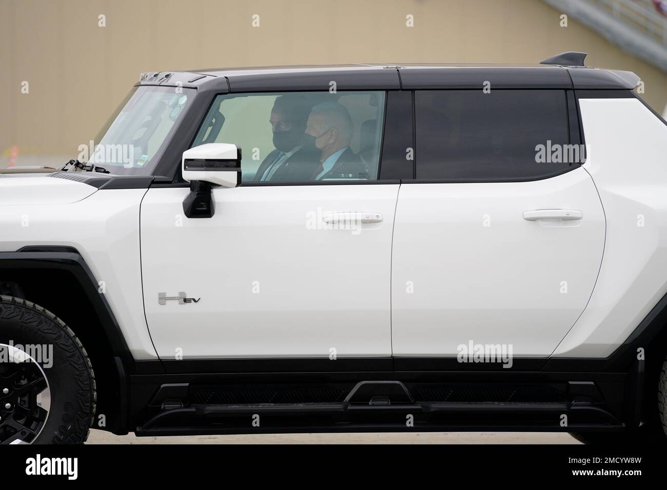President Joe Biden test drives a Hummer at the General Motors Factory ...