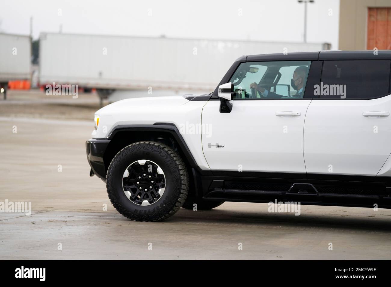 President Joe Biden test drives a Hummer at the General Motors Factory ...