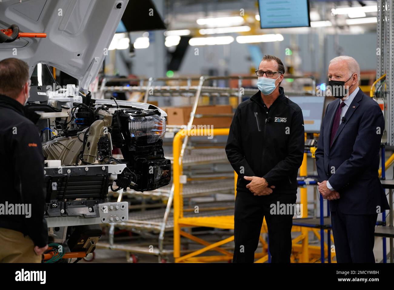 President Joe Biden participates in a tour of the General Motors ...