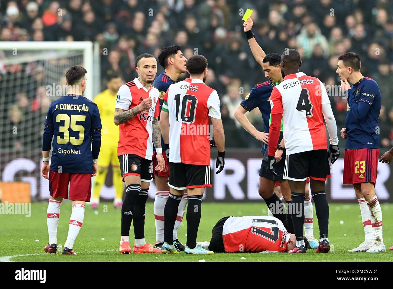 ROTTERDAM - Referee Serdar Gozubuyuk gives the yellow card to Edson ...