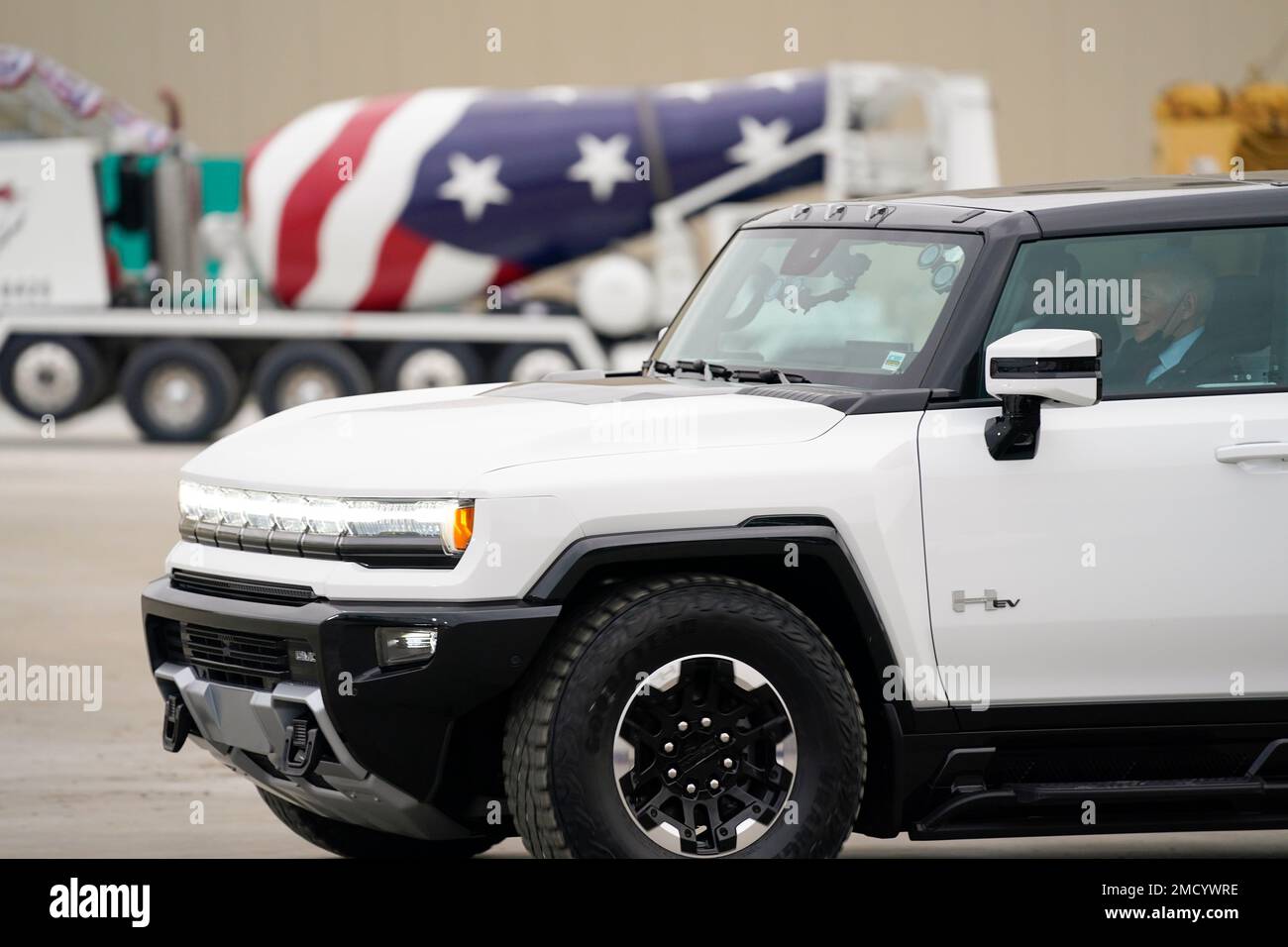 President Joe Biden test drives a Hummer at the General Motors Factory ...