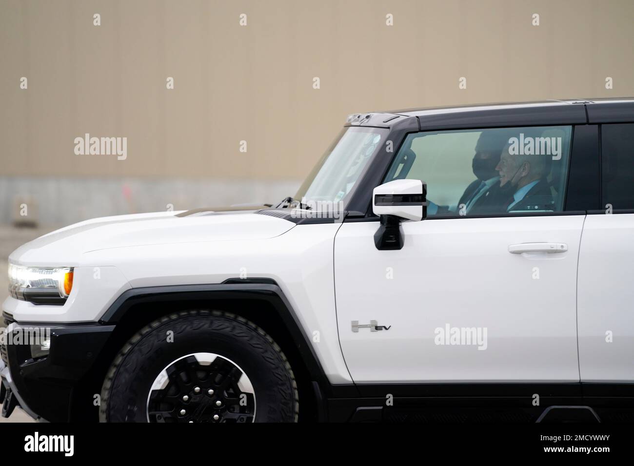 President Joe Biden test drives a Hummer at the General Motors Factory ...