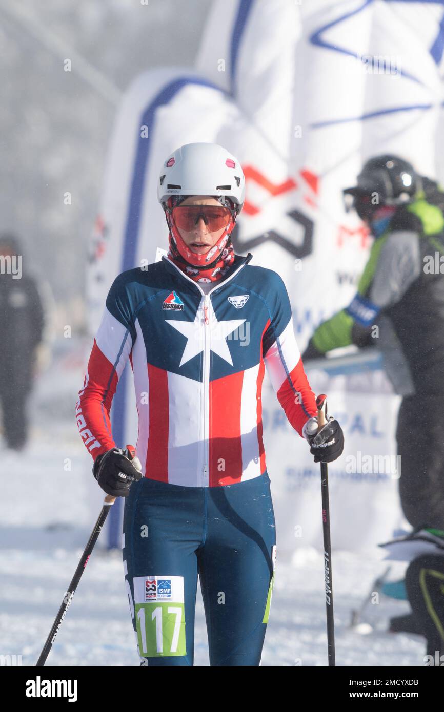 Arinsal, Andorra : January 22, 2023 : Katie Schide of USA in action ...