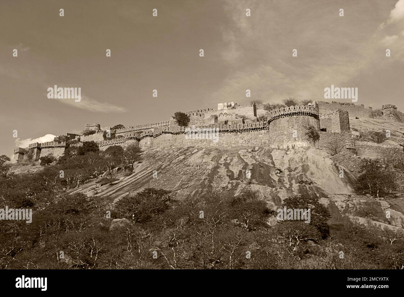 Fort near Warangal in India on top of huge Rock Stock Photo - Alamy
