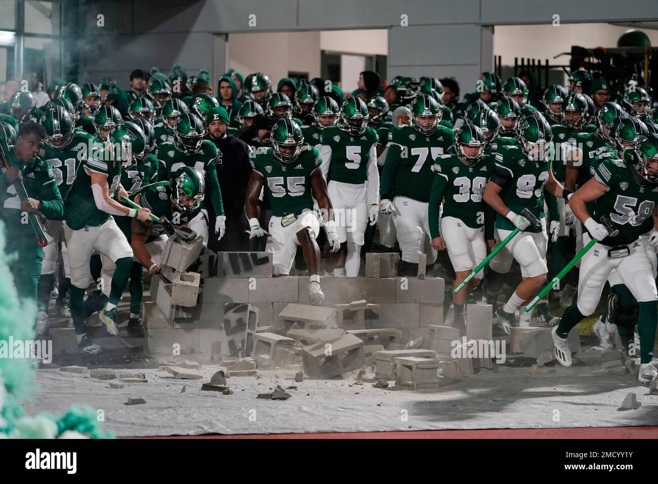 Using sledgehammers, the Eastern Michigan football team breaks through ...