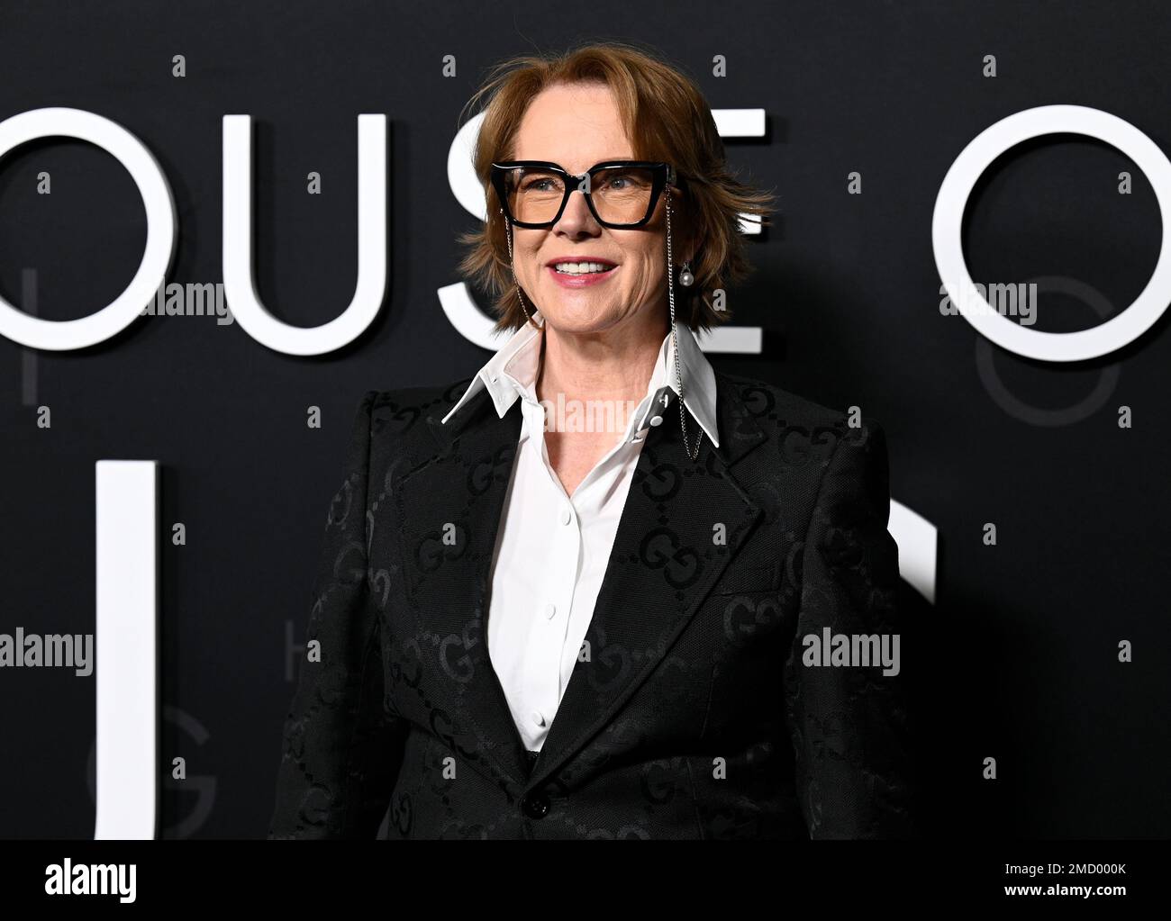 Author Sara Gay Forden attends the premiere of "House of Gucci" at Rose ...