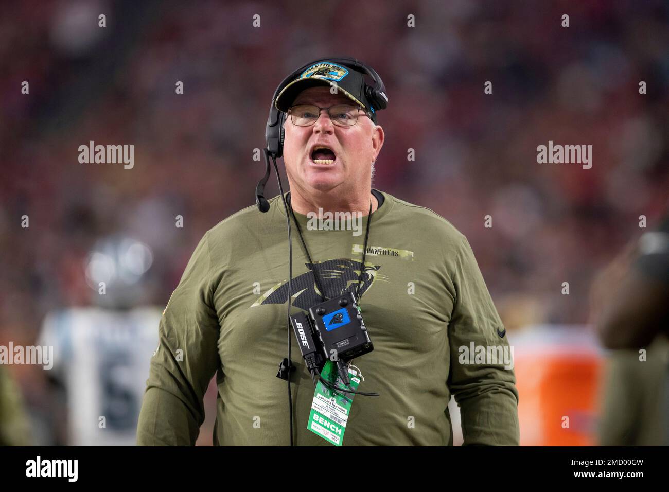 assistant special teams coach Ed Foley of the Carolina Panthers coaches ...