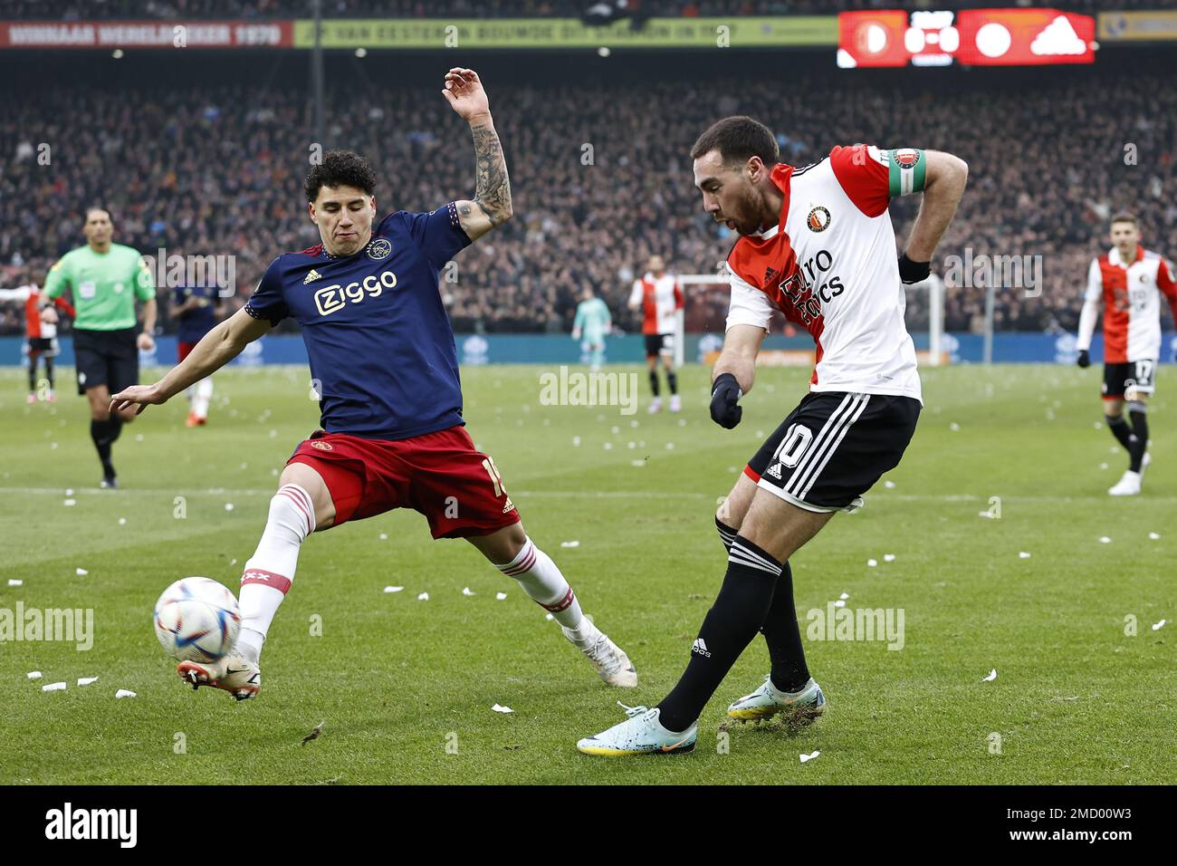 ROTTERDAM - (LR) Jorge Sanchez of Ajax, Orkun Kokcu of Feyenoord during the Dutch premier league ...