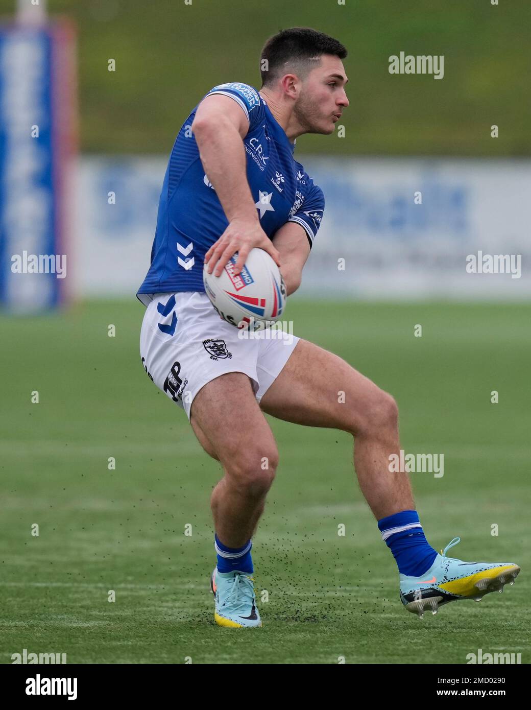 Sheffield, UK. 22nd Jan, 2023. Ben McNamara #19 of Hull FC passes the ...