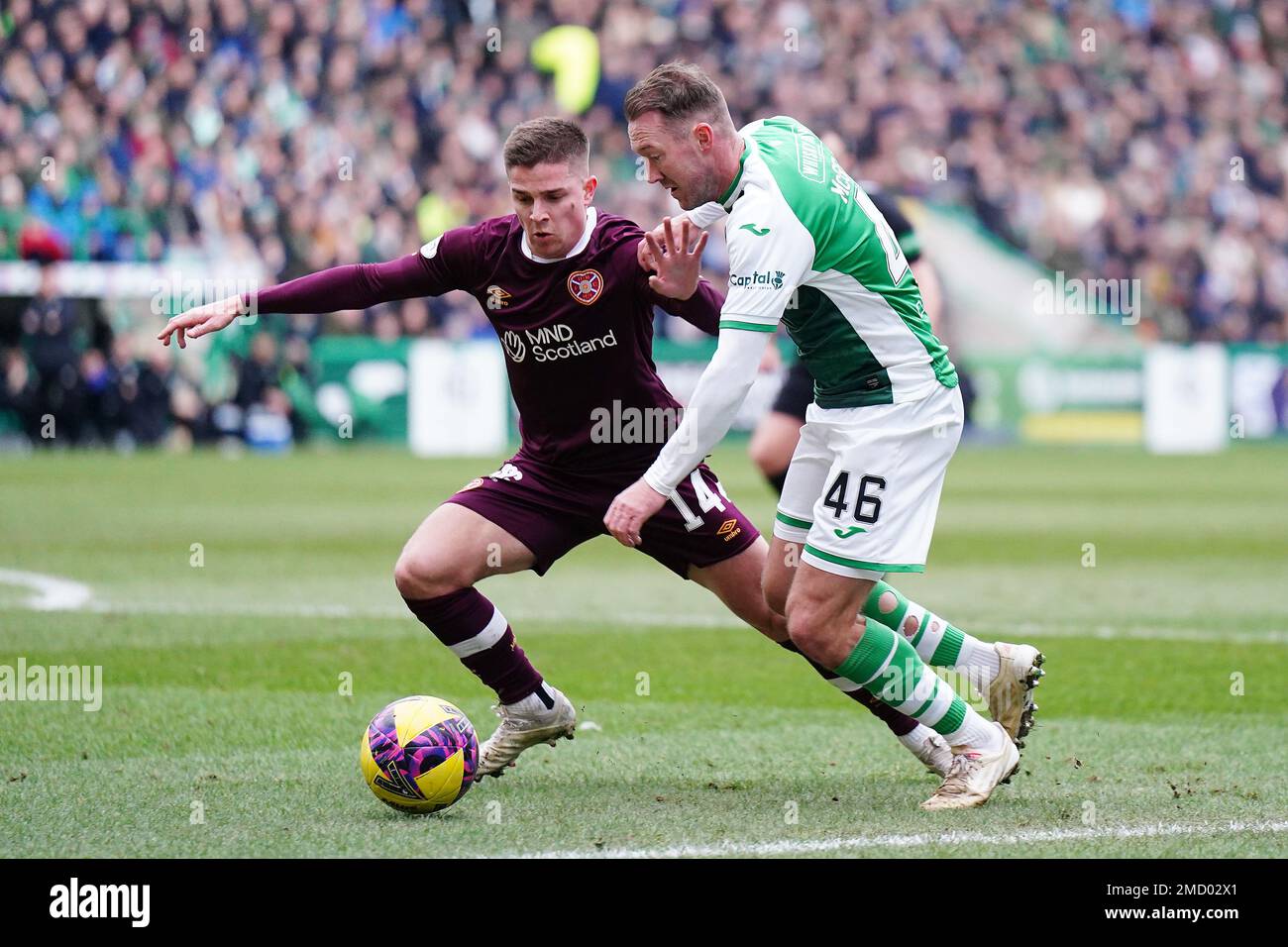 Hibernian's Aiden McGeady (right) and Heart of Midlothian's Cameron ...