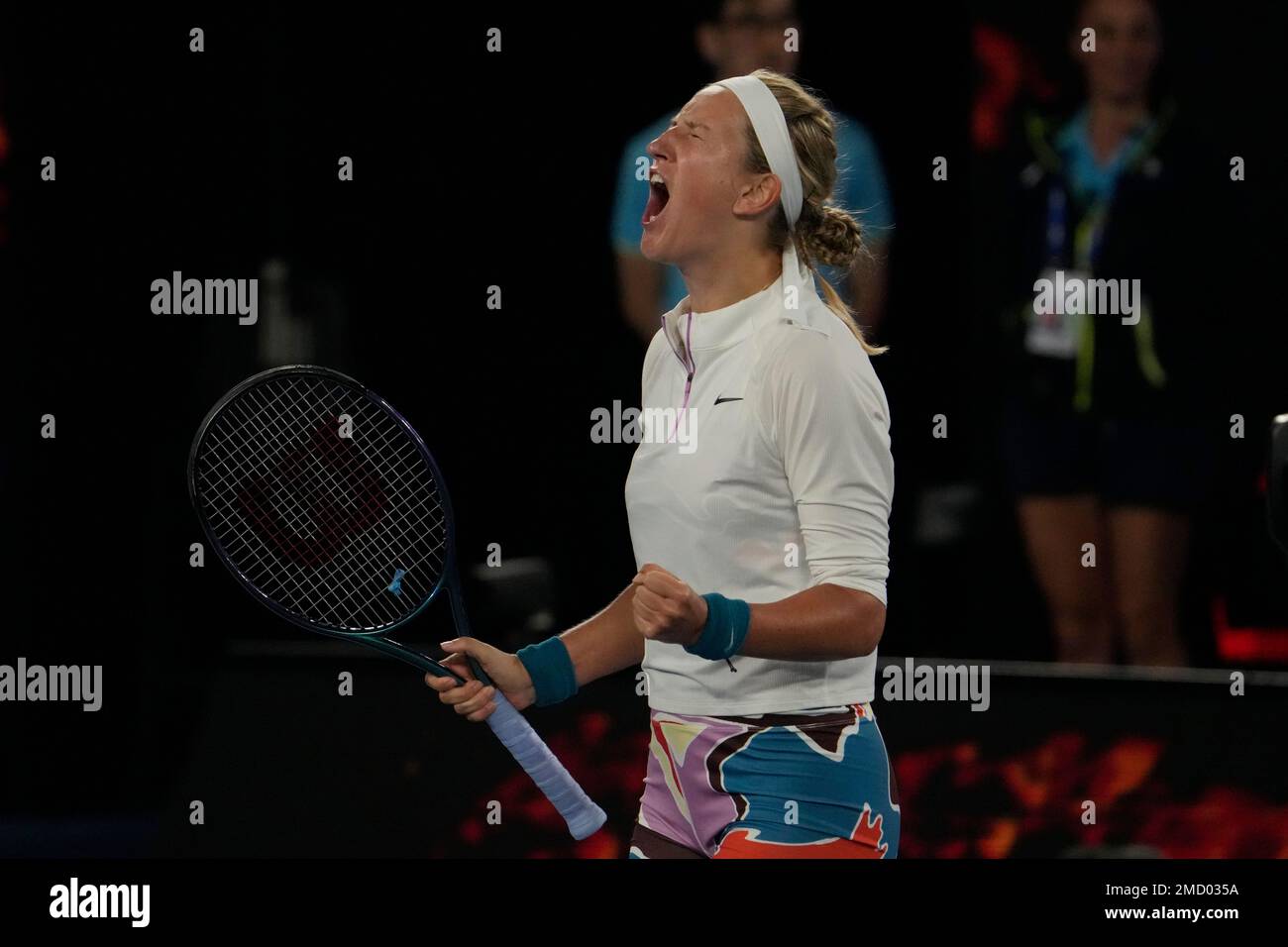 Victoria Azarenka of Belarus celebrates after defeating Zhu Lin of ...