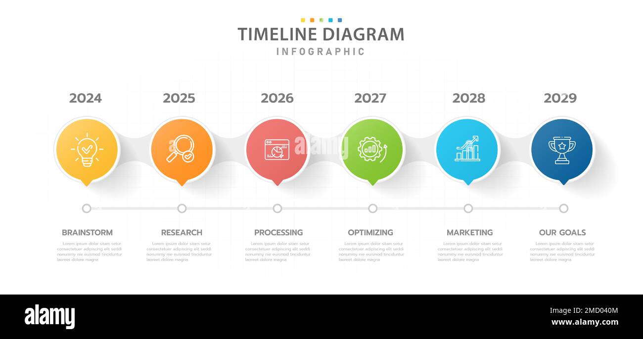 Infographic template for business. 6 Steps modern Timeline diagram ...