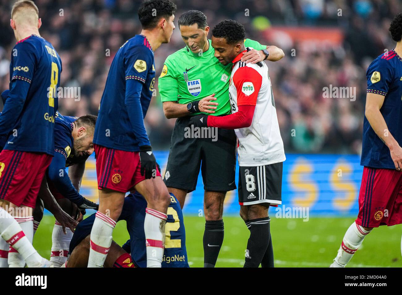 Rotterdam - Referee Serdar Gozubuyuk, Quinten Timber of Feyenoord ...