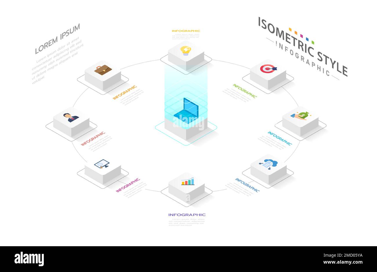 Isometric Infographic template for business. 8 Steps Modern Timeline ...