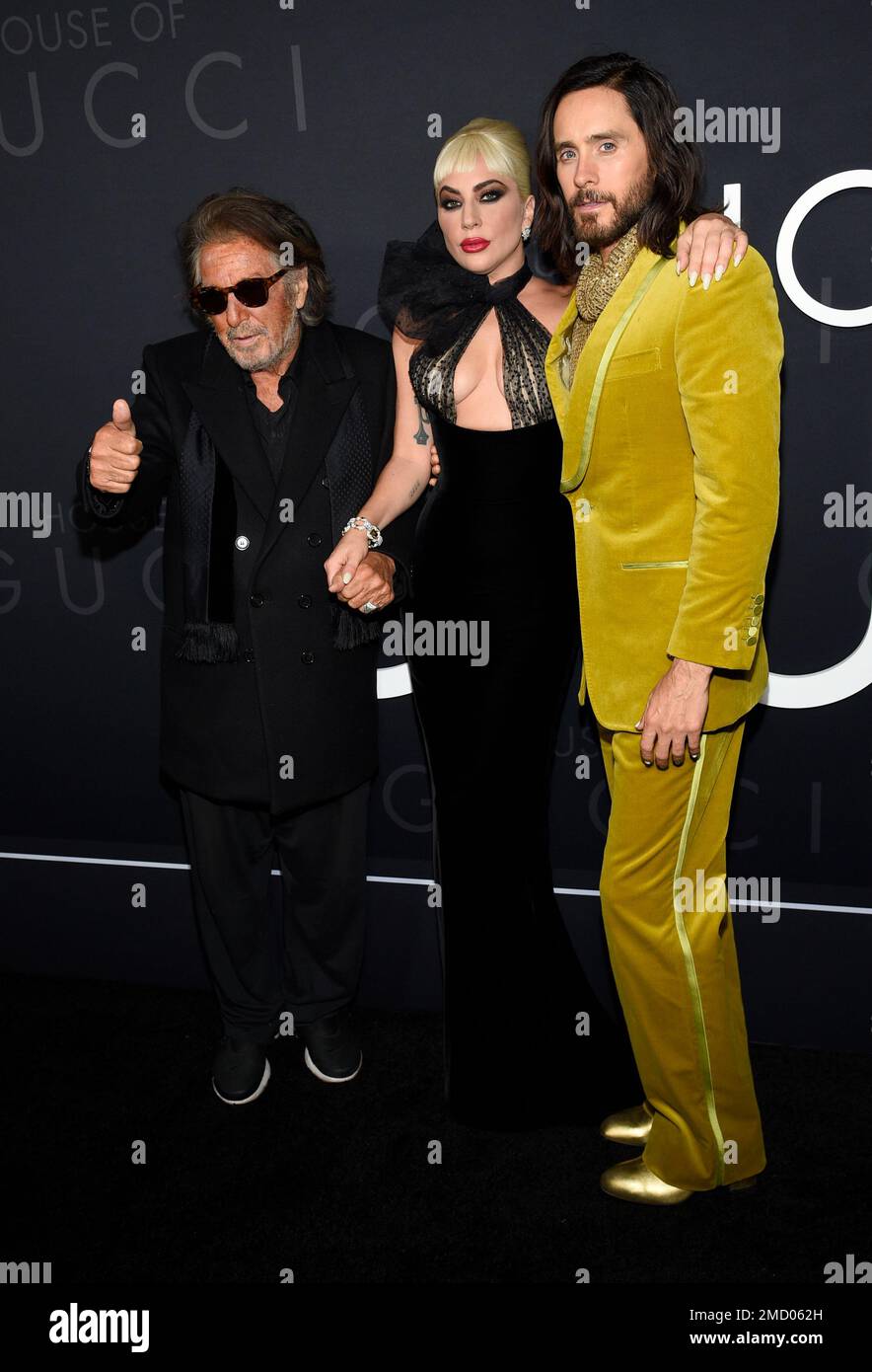 Al Pacino, from left, Lady Gaga, and Jared Leto attend the premiere of ...