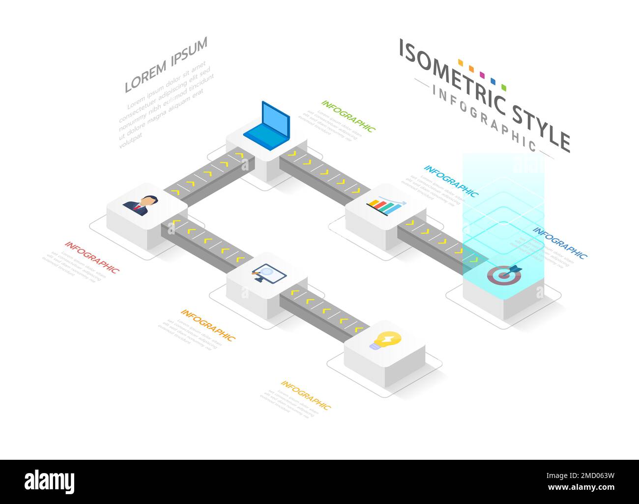 Infographic template for business. 6 Steps Modern Isometric Timeline ...