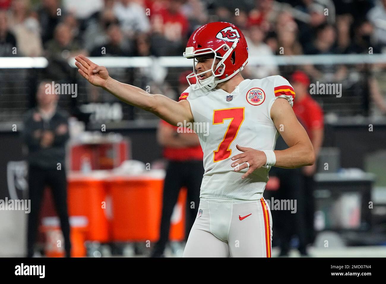 Kansas City Chiefs kicker Harrison Butker (7) during the second half of ...